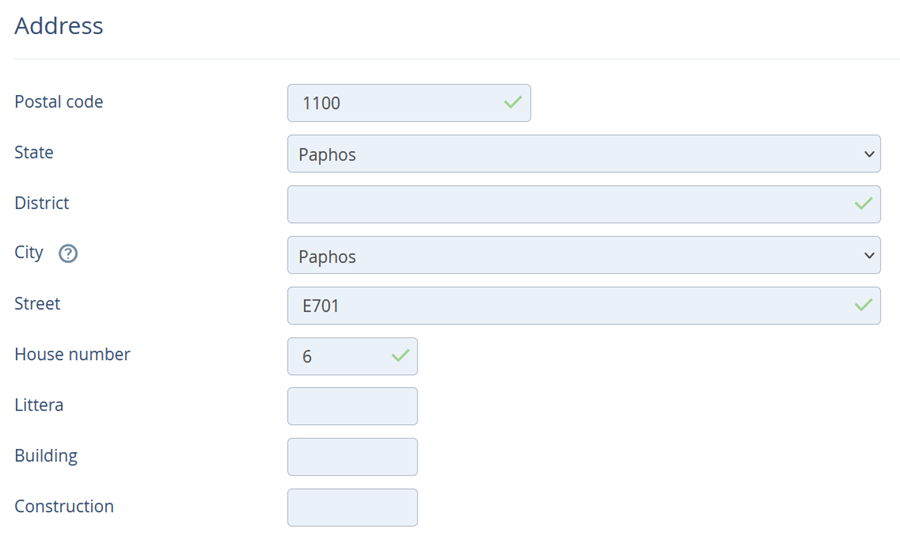 How to write in contact details (address, phone number, email)